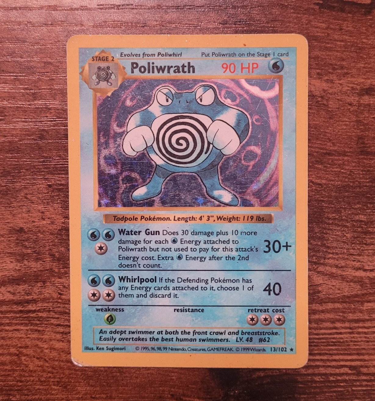 Pokémon TCG Poliwrath Base Set 13/102 Holo Shadowless Holo Rare MP-LP ...