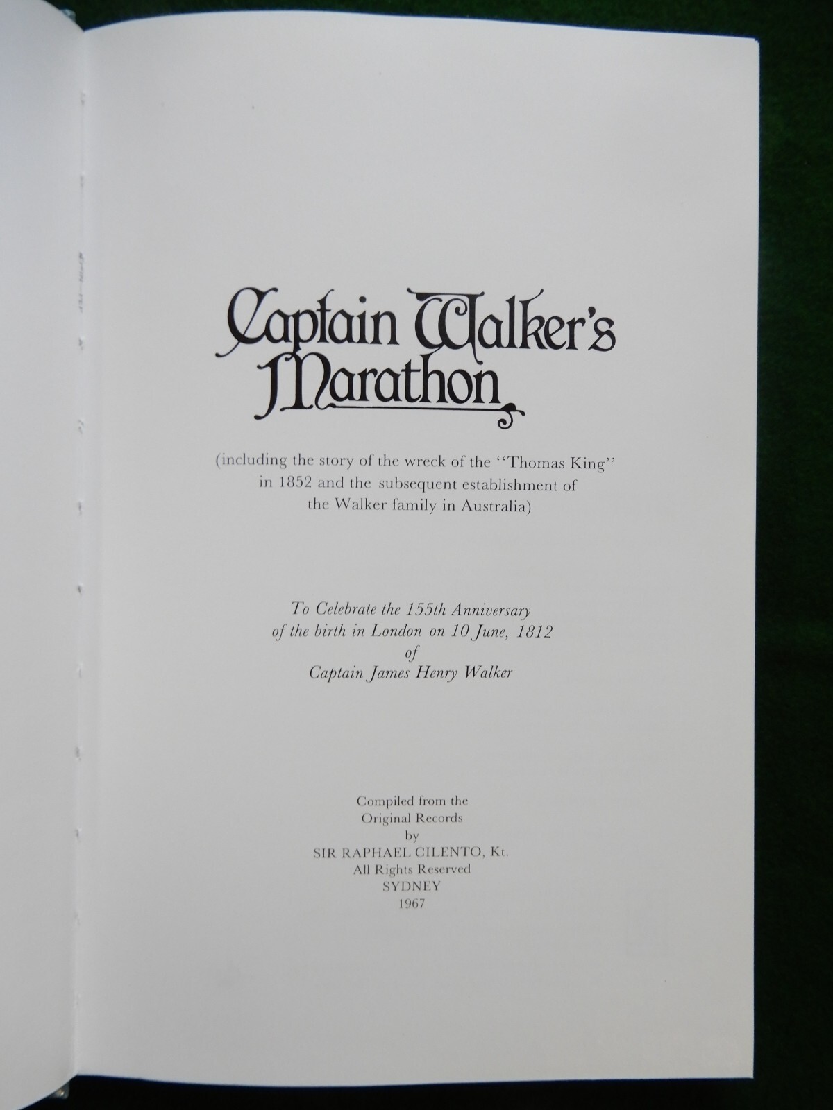 Captain Walker's Marathon by Raphael Cilento 1967 | eBay Australia