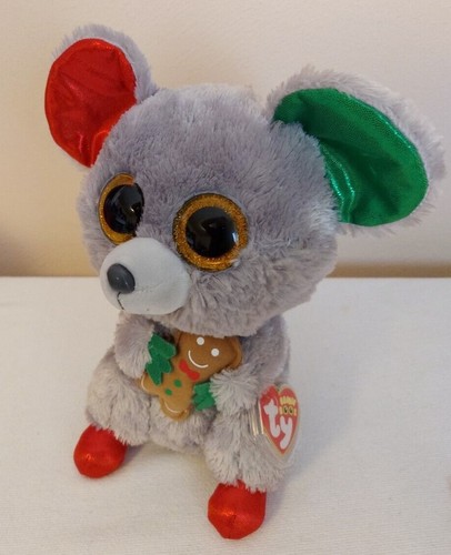 Ty Beanie Boos Mac Christmas Mouse w/ Gingerbread 9" New MWMT MINT HANG ...