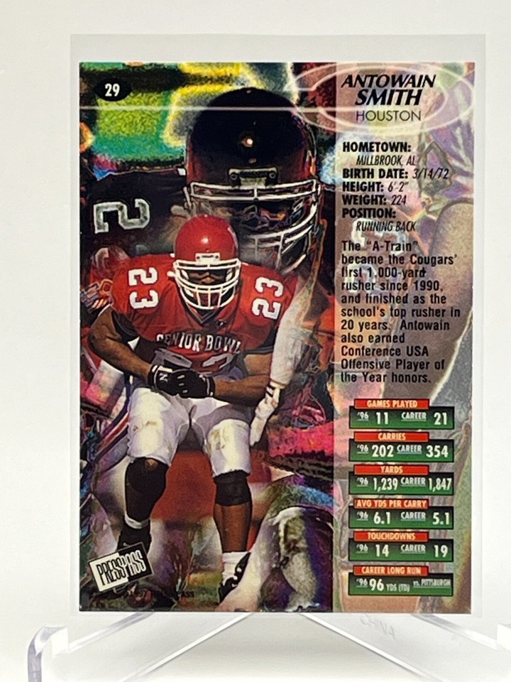 1997 Press Pass NCAA Football Card #29 Antowain Smith Houston Cougars ...