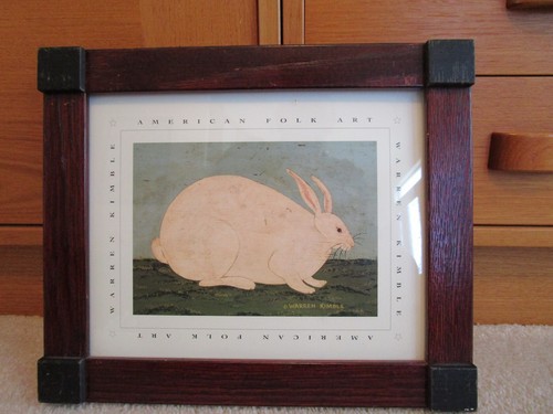 Warren Kimble Rabbit Bunny Americana Folk Art Print Wood Framed 10 x 12 ...