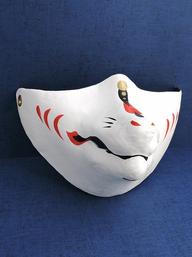 NEW Komendo Japanese Traditional Fox God Mouth Mask Shirogane White 10 ...