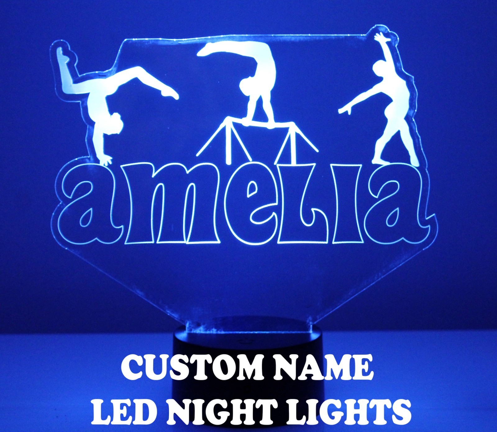 Gymnastics Light Up Name Night Lamp - 16 Color LED w/ Remote - Gymnast ...