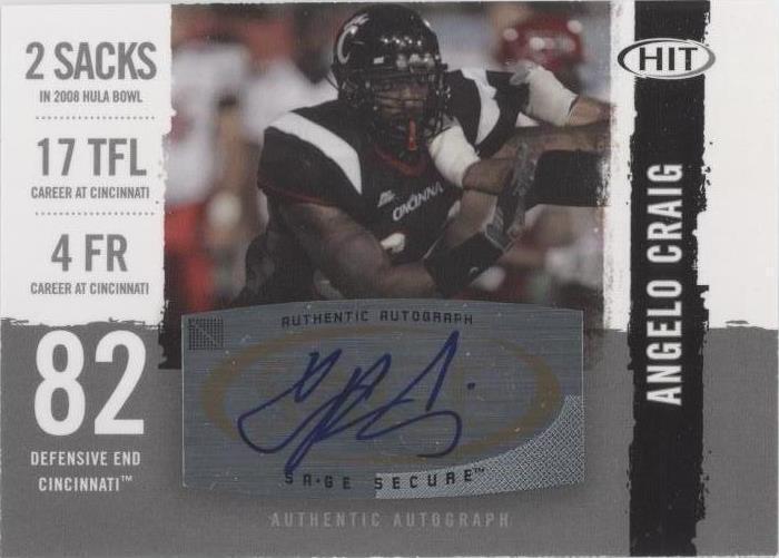 2008 SAGE Hit - Autographs Angelo Craig #A102 Silver (AU, RC) for sale ...