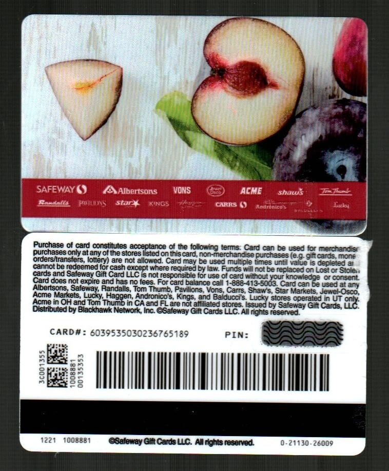 SAFEWAY Plums ( 2021 ) Gift Card ( $0 ) | eBay