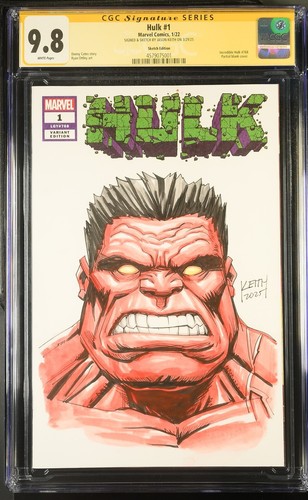 Hulk #1 BLANK CGC SS 9.8 signed ORIGINAL RED HULK SKETCH Jason Keith NM ...