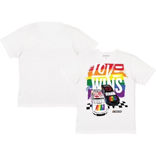 Men's Checkered Flag Sports White NASCAR Love Wins Pride T-Shirt | eBay