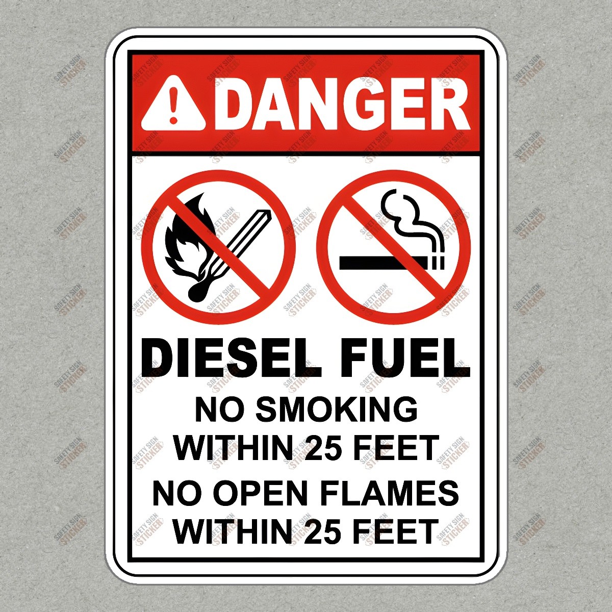 Danger Diesel Fuel Safety Sign Sticker No Smoking or Open Flames OSHA ...