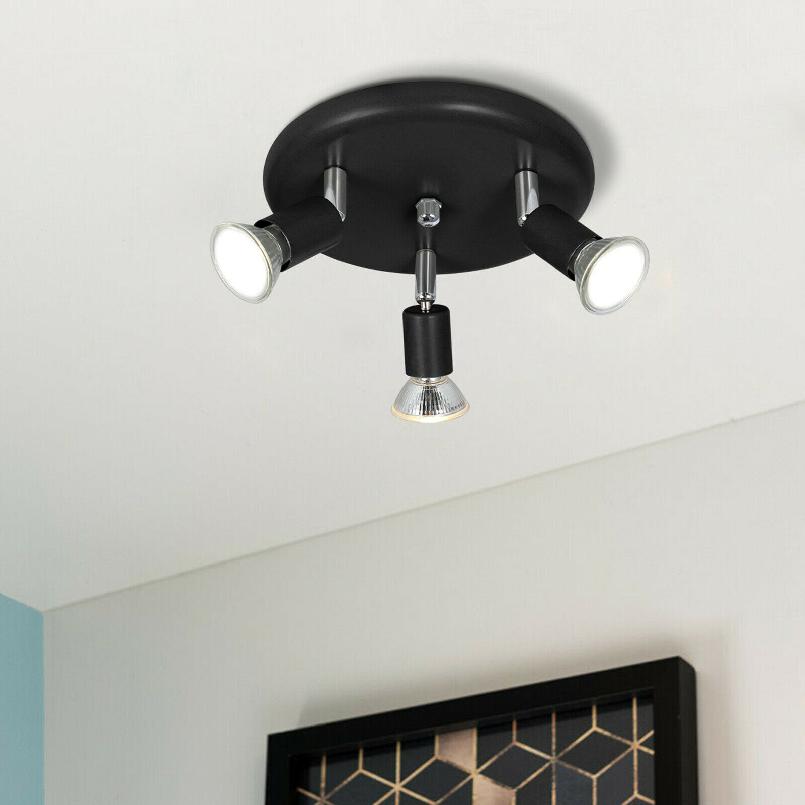 Modern 3 Way Ceiling Lights Adjustable LED GU10 Lamp Kitchen Spotlight ...