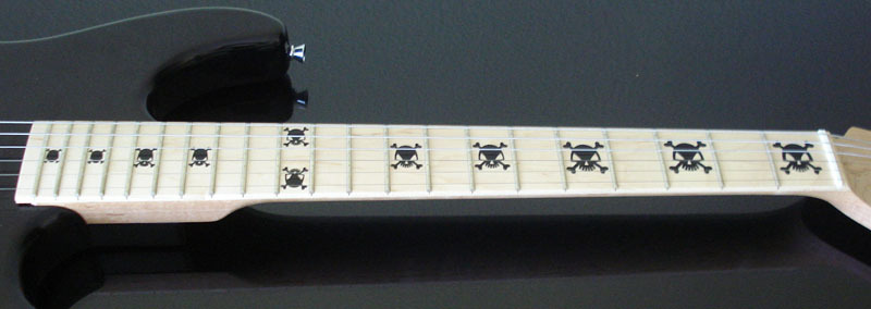 Skull BLACK Fretboard Marker Vinyl Inlay Sticker Decal for Maple Neck ...