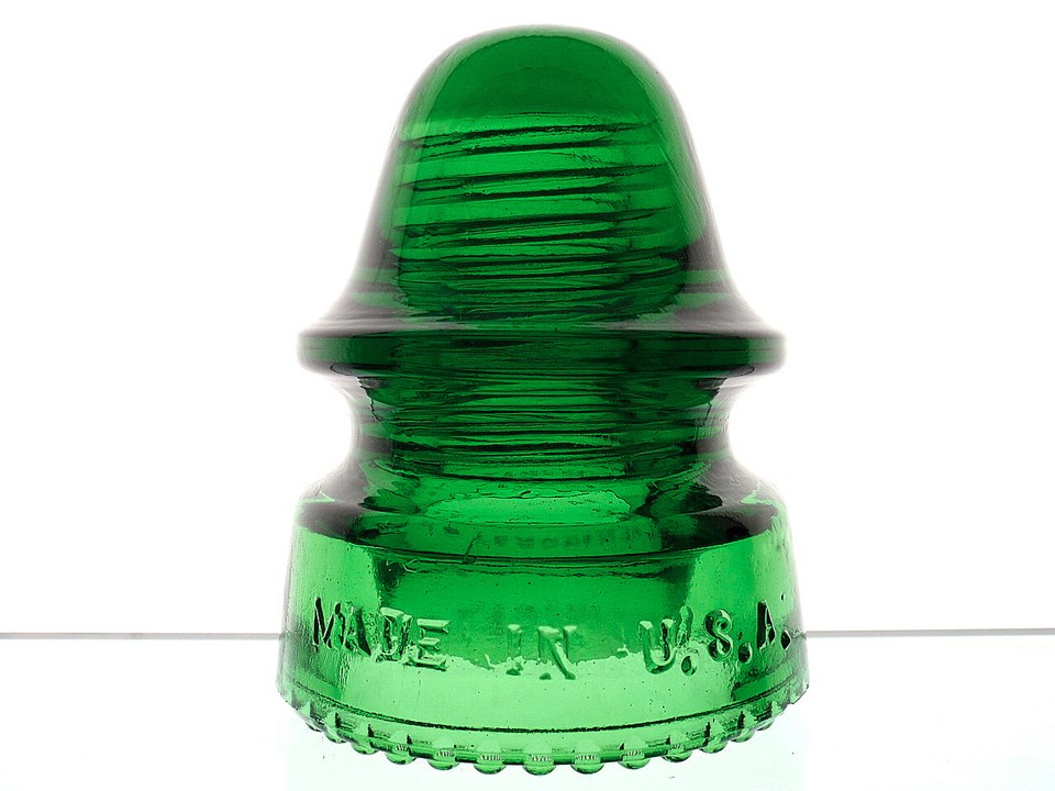 EXCEPTIONAL- DEEP 7UP GREEN HEMINGRAY-19 U.S.A. Glass Signal Insulator ...