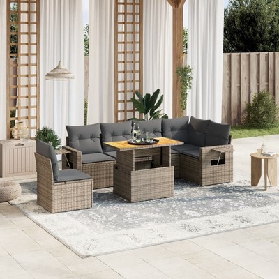 Garden sofa set grey modular outdoor cushions adjustable table durable ...