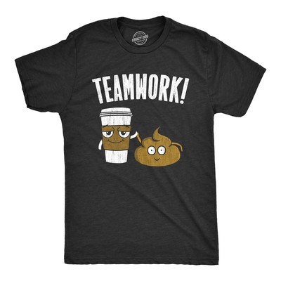 Mens Teamwork T Shirt Funny Sarcastic Poop and Coffee Partners Joke ...