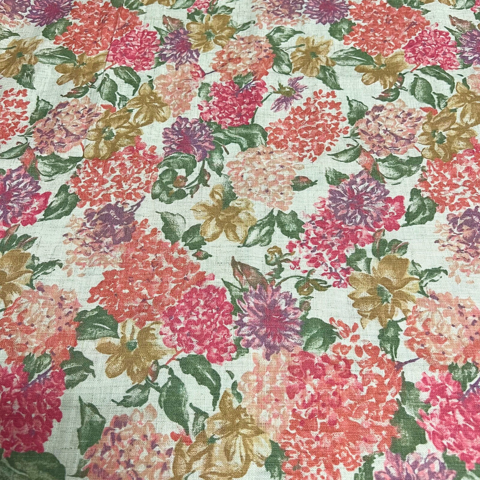 Vintage Fabric Hydrangea Floral Sewing Craft Quilting 60” x 1.66 Yards ...