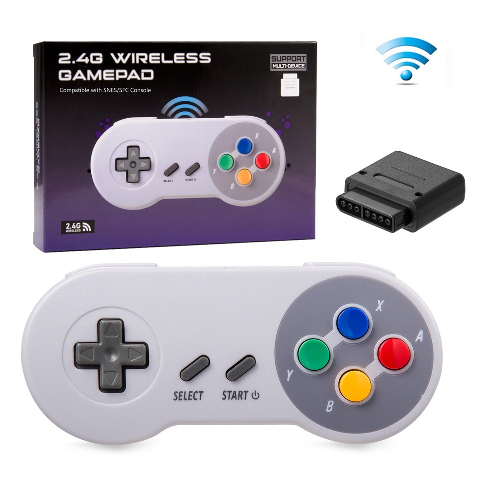 2x Wireless SNES Controller Remote Gamepad For Original Super SNES ...