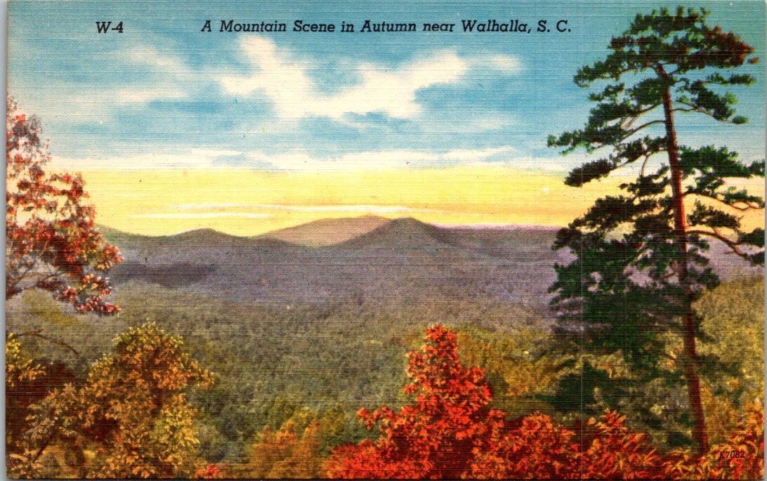 Walhalla South Carolina A Mountain Scene Autumn VTG Linen Postcard ...