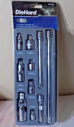 DieHard 10 pc socket accessory set extension bars, universal joints 1/4 ...