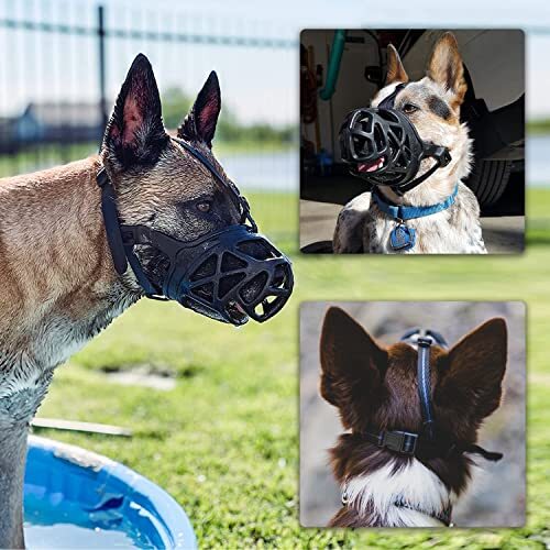 Dog Muzzle, Breathable Basket Muzzles for Medium, Large and X-Large ...