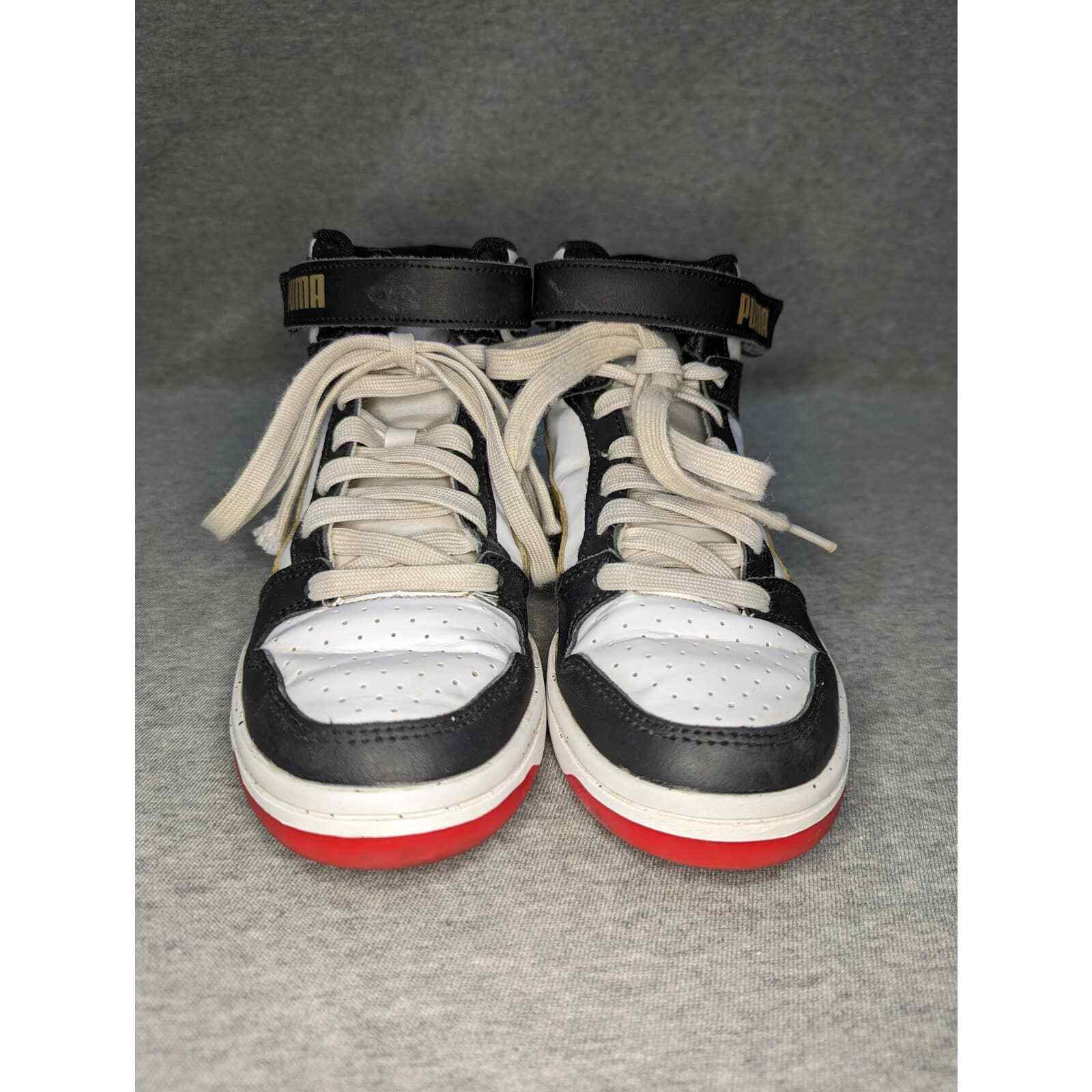 Kids Red, Black, White, and Gold Puma High Tops- Size 4.5C | eBay