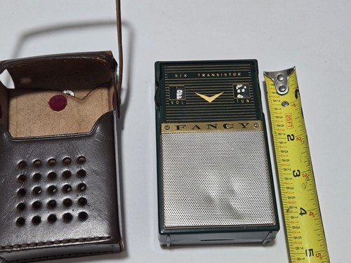 "FANCY" 6 Transistor Radio With Original Leather Case Rare Green Color ...