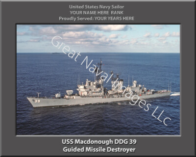 USS Macdonough DDG 39 Personalized Canvas Ship Photo 2 Print Navy ...