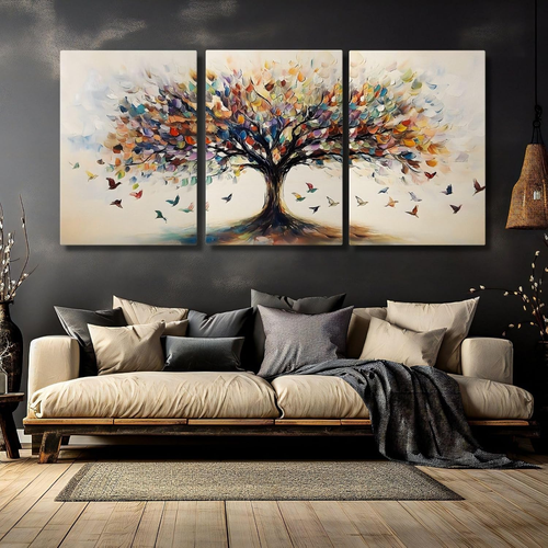 3-Piece Tree of Life Abstract Canvas Wall Art Prints for Living Room ...