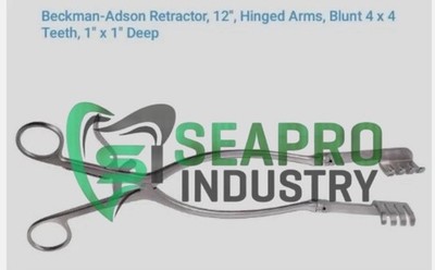 Beckman-Adson Retractor, 12", Hinged Arms, Blunt 4 x 4 Teeth, 1" x 1 ...