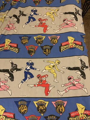 Vintage Mighty Morphin Power Rangers 1994 Bed Flat Sheet Saban Material ...
