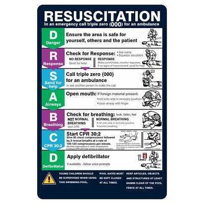 Pool Resuscitation Chart (cpr) | Pool Safety Signs | eBay Australia