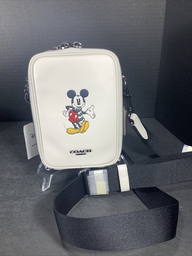 NEW~Disney X Coach Track Pack Crossbody Mickey Mouse Ivory Leather NWT ...