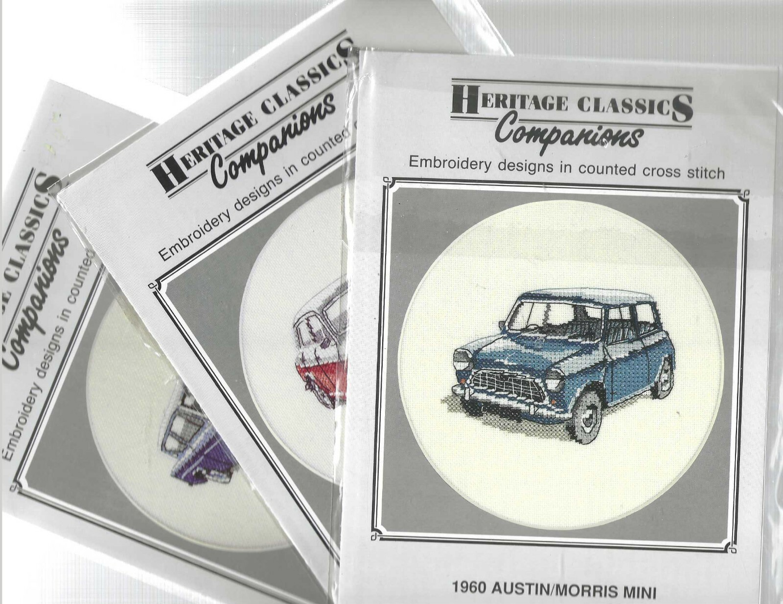 3 CLASSIC CAR DESIGNS--Ford--Austin/Morris-Wolseley-Counted Cross ...