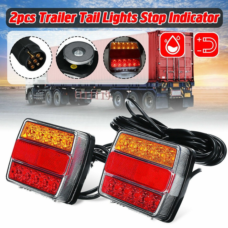 2X Magnetic LED Trailer Towing Lights Rear Tail Board Lamps 7.5m Cable ...