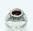 Sterling Silver Oval Natural Ruby Beaded Rope Detail Ring .90 CT. Size ...