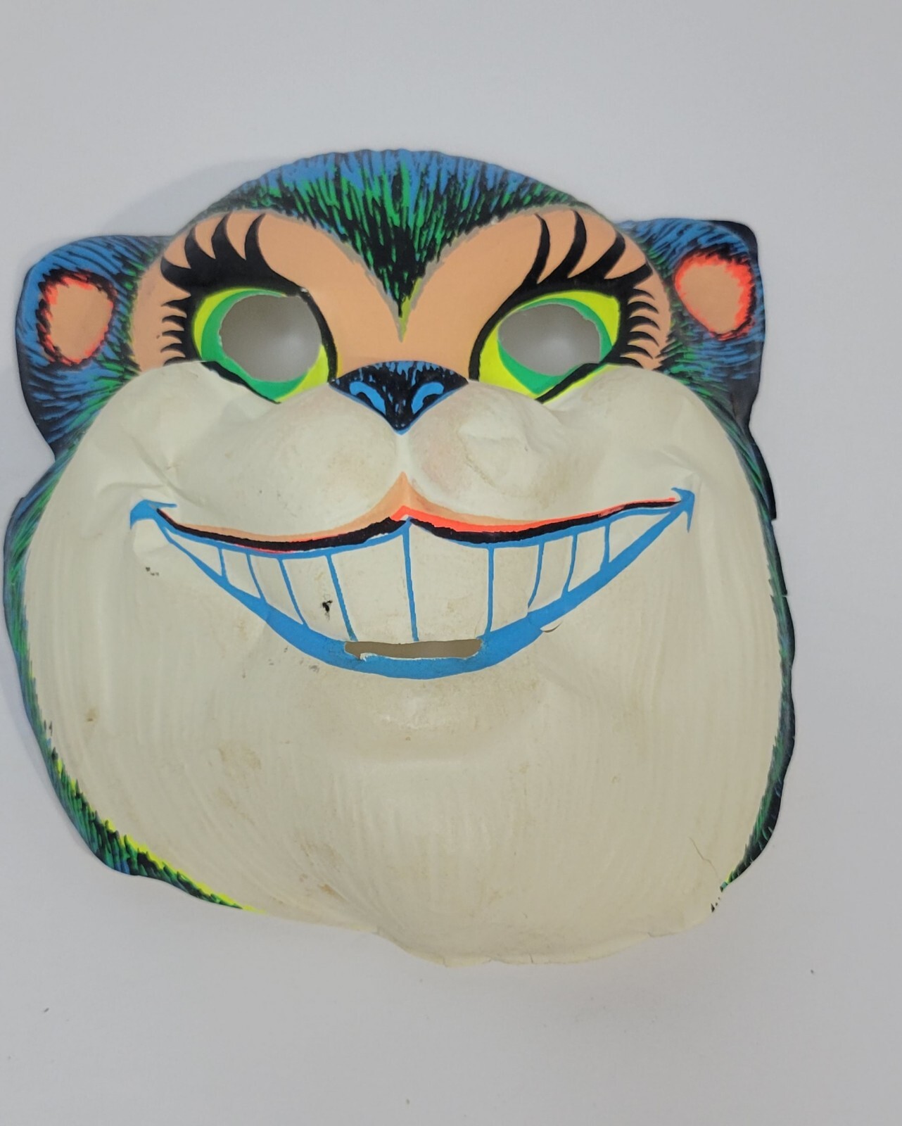 Vintage SMILING CAT Black Light Reactive Halloween Mask 1960s Zest ...