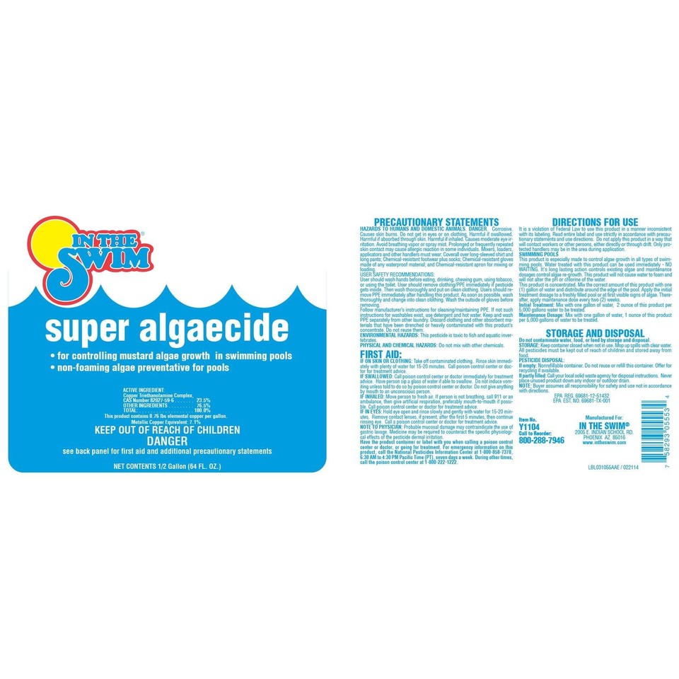 In The Swim Super Algaecide For Above Ground or Inground Swimming Pools ...