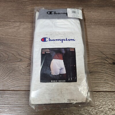 NEW Vintage 90s Champion Basic Boxer Mens Underwear Size Large White ...