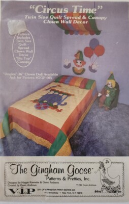 "Circus Time" Twin Size Quilt Spread & Clown Wall Decor Quilt Pattern ...