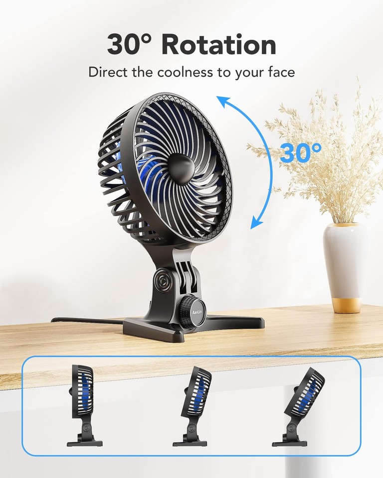 AaoLin USB Desk Fan Small Fans with CVT Variable Speeds Strong Cooling ...
