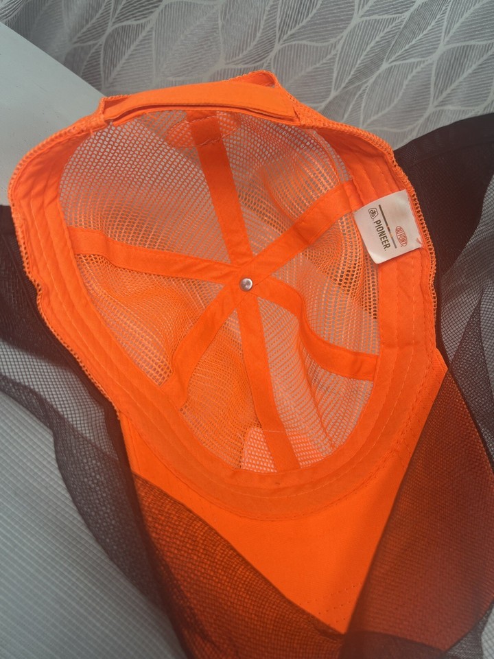 Seed Corn Cap Hi Vis Orange Dupont Pioneer With Protective Face Mesh ...