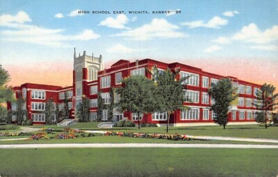 Postcard KS: High School East, Wichita, Kansas, Linen 1940's | eBay