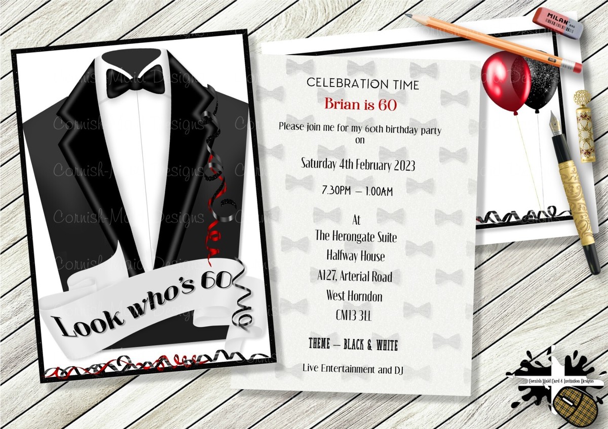 Tuxedo Party Invitations Black Tuxedo Men Bachelor Party