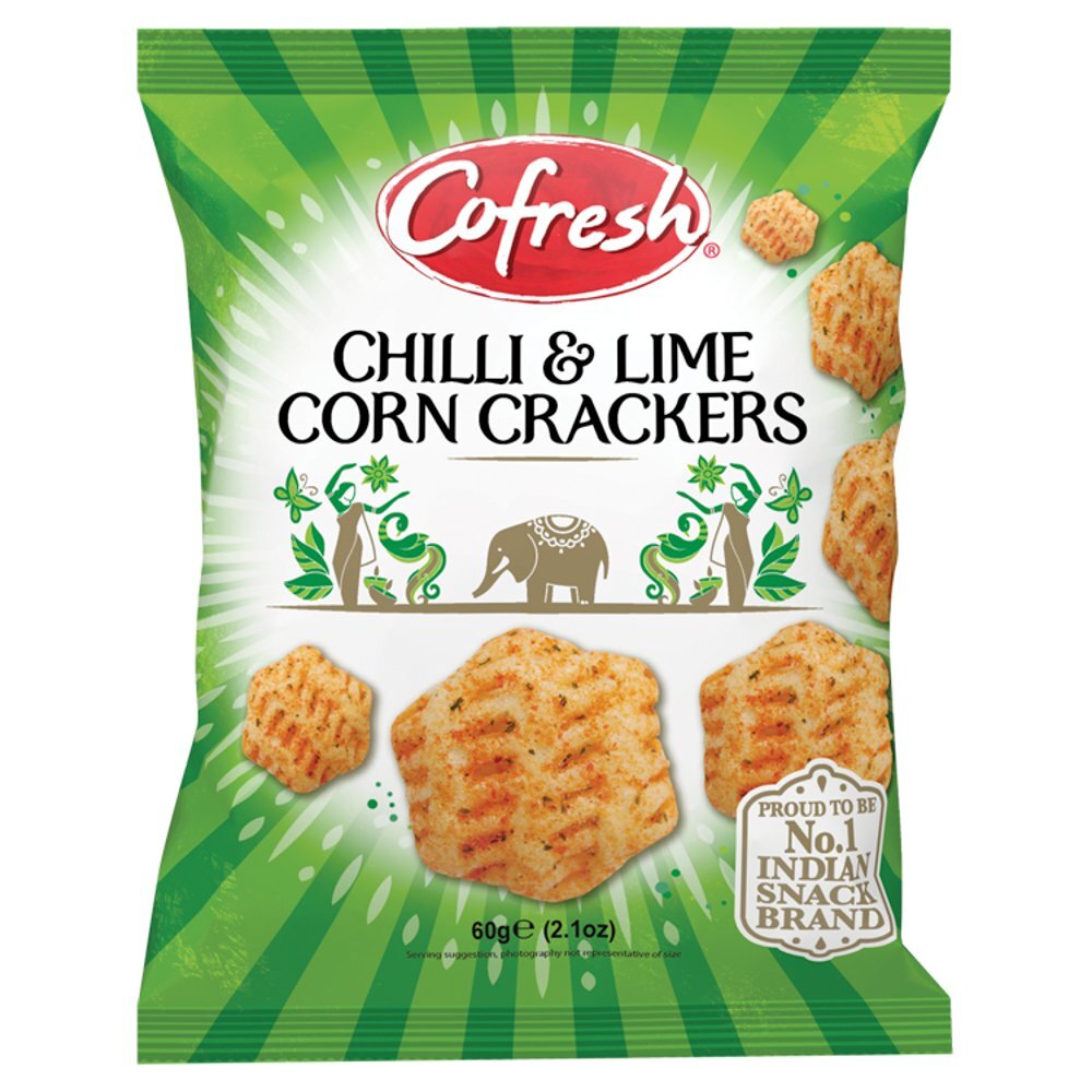 COFRESH Chilli & Lime Corn Crackers 60g Savoury Indian Snack Bags (PACK ...