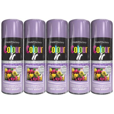 5X Violet Gloss Spray Paint Aerosol Auto Car Lacquer Wood Metal 400ml ...