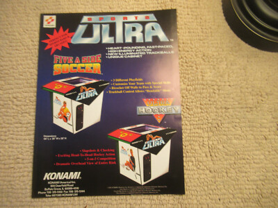 11- 8 '' sports ultra soccer hockey tables konami ARCADE GAME FLYER | eBay