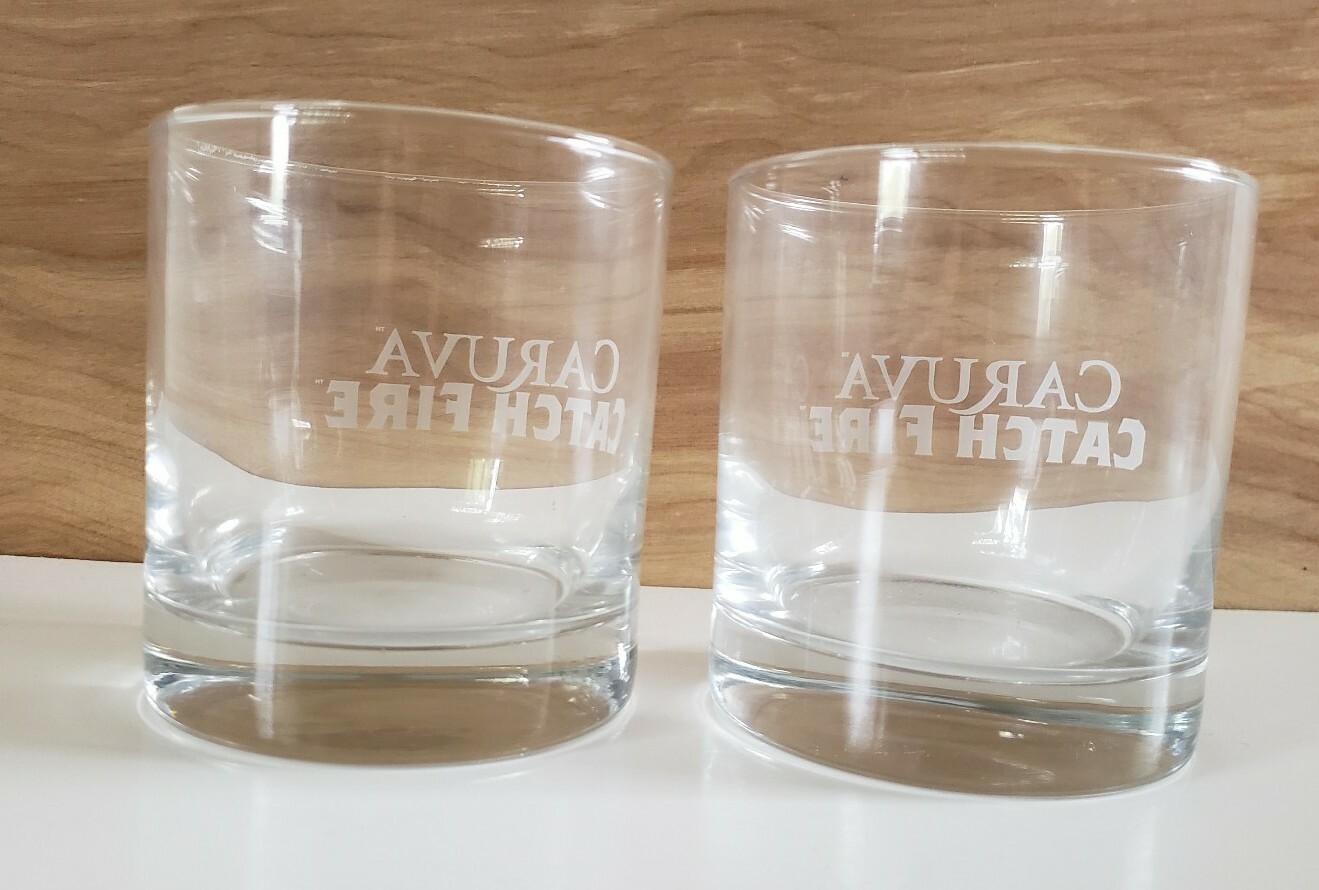 Caruva Set of Two Glasses Catch Fire Whiskey Rocks Low Ball Tumbler NEW ...