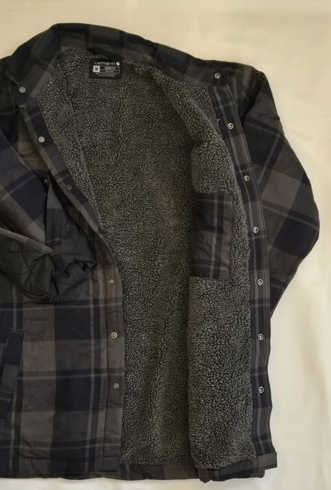 Carhartt Arden "Lumberjack" Shacket Navy/Olive Sherpa Lined Loose Fit ...