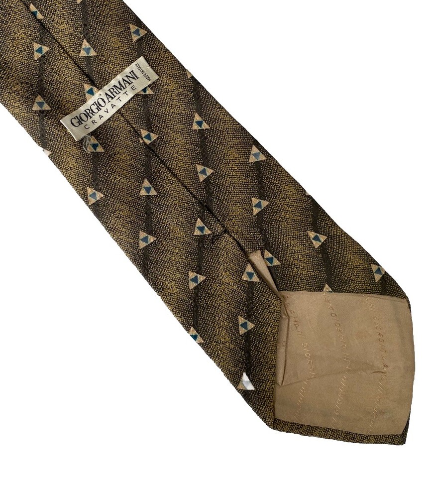 Giorgio Armani Cravatte Silk Brown Geometric Pattern Neck Tie Necktie ...