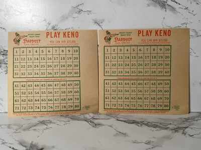 Stardust Casino Las Vegas Blank Keno Paper Sheets 2pcs ~ Vintage 1970s ...