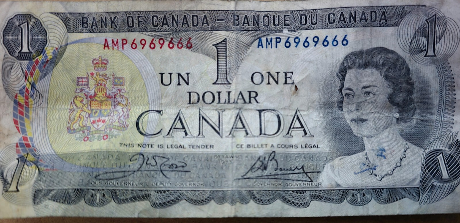 1973 CANADIAN ONE DOLLAR BILL unique serial number | eBay