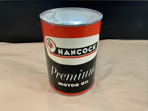 NOS Full Hancock Premium Motor Oil Can Metal Quart SAE 50 Extra Heavy ...